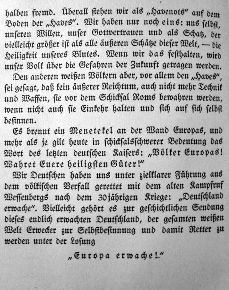 Conclusion of ‘The Colored Menace’: “Europe Awake!” | +++ German ...